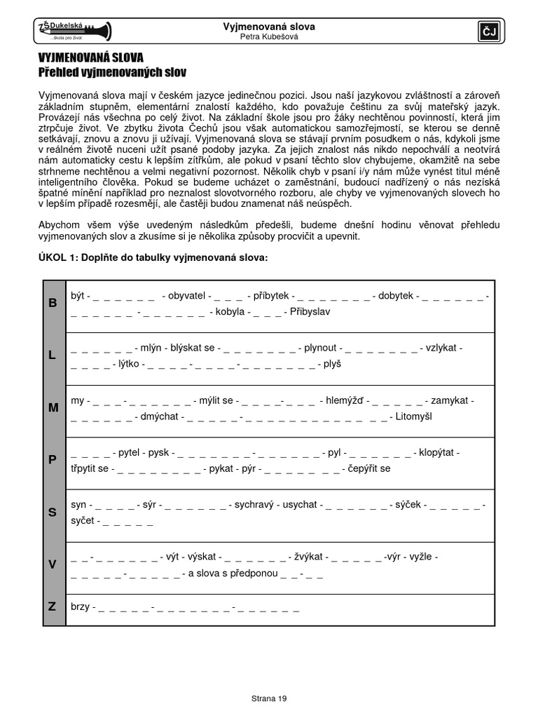 Vyjmenovana Slova | PDF