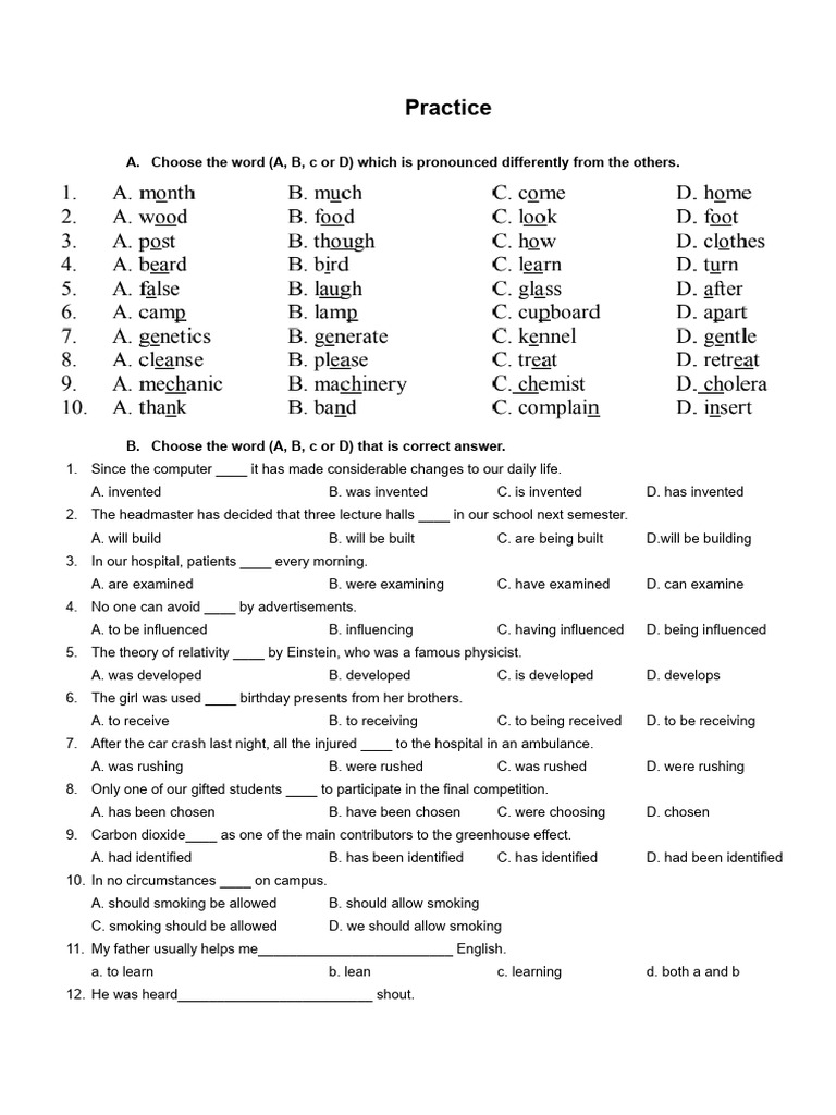 Practice Test | PDF | Language Arts & Discipline