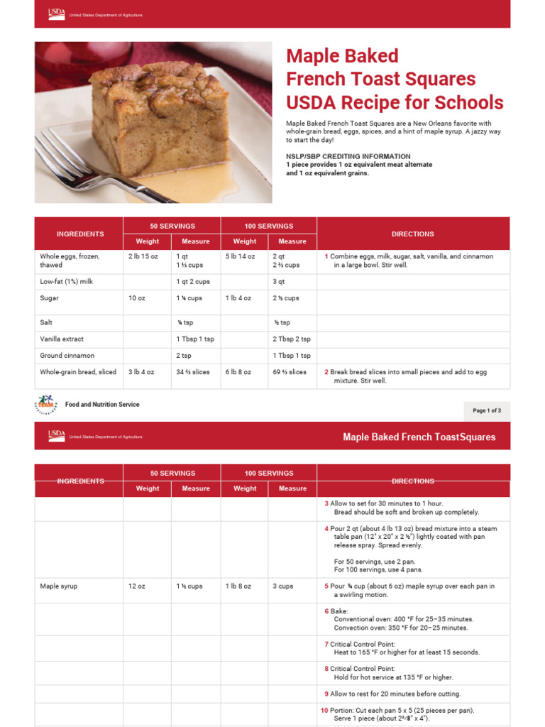 Maple Baked French Toast Squares Recipe | PDF | Breads | Maple Syrup