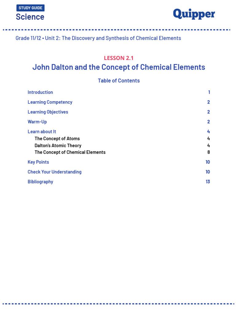 Week 5 - John Dalton and The Concept of Chemical Elements - 0 | PDF ...