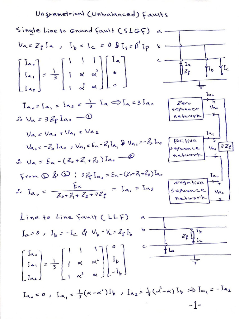 Unsymmetrical (Unbalanced) Faults | PDF