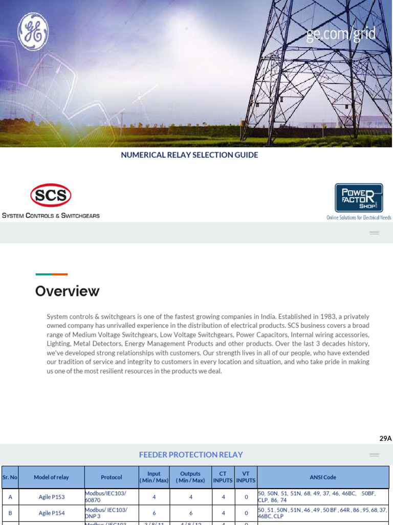 Numerical Relay Selection Guide | PDF | Manufactured Goods | Electrical ...