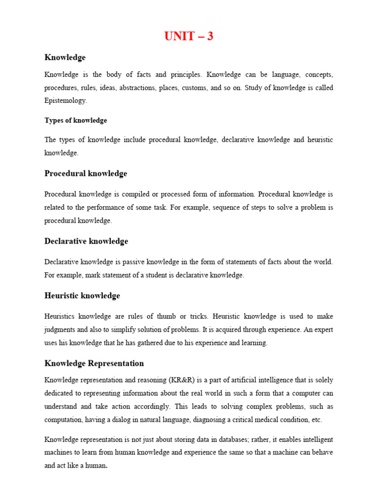 Unit 3 | PDF | First Order Logic | Knowledge Representation And Reasoning