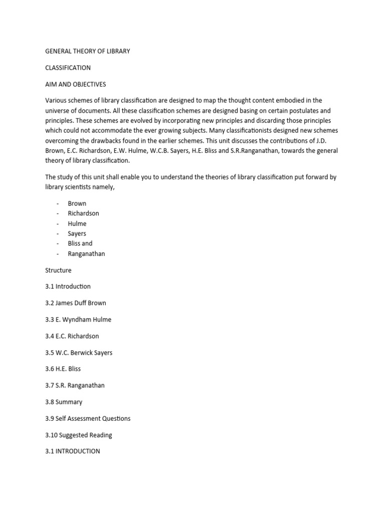 General Theory of Library | PDF | Taxonomy (Biology) | Science