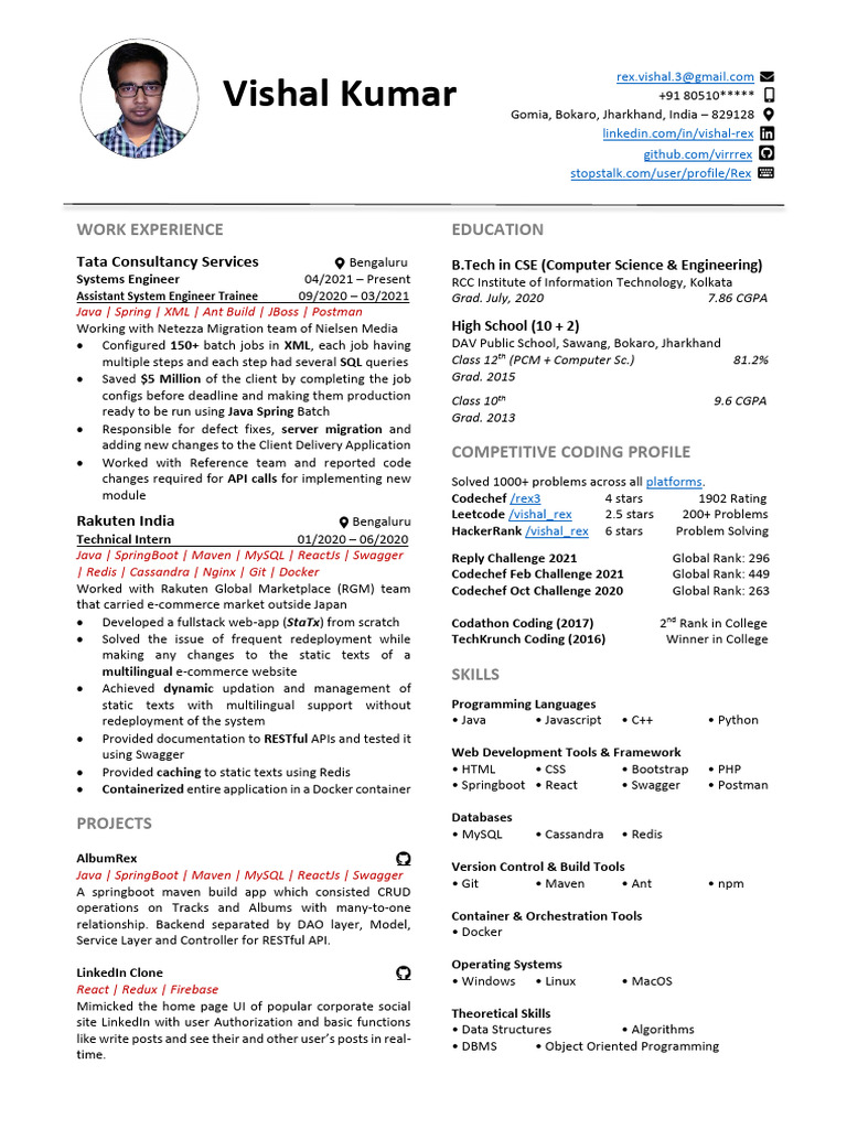 SDE1 Resume Vishal Li | Download Free PDF | Web Application | Websites
