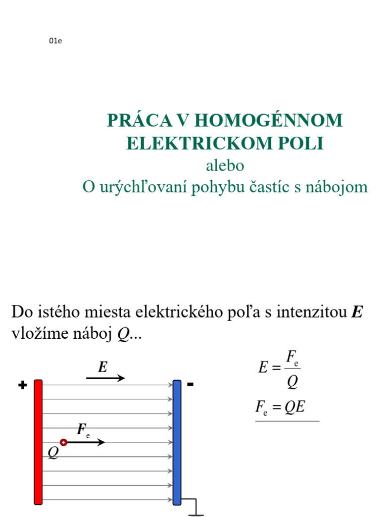 01e-Praca V Homogennom Elektrickom Poli | PDF