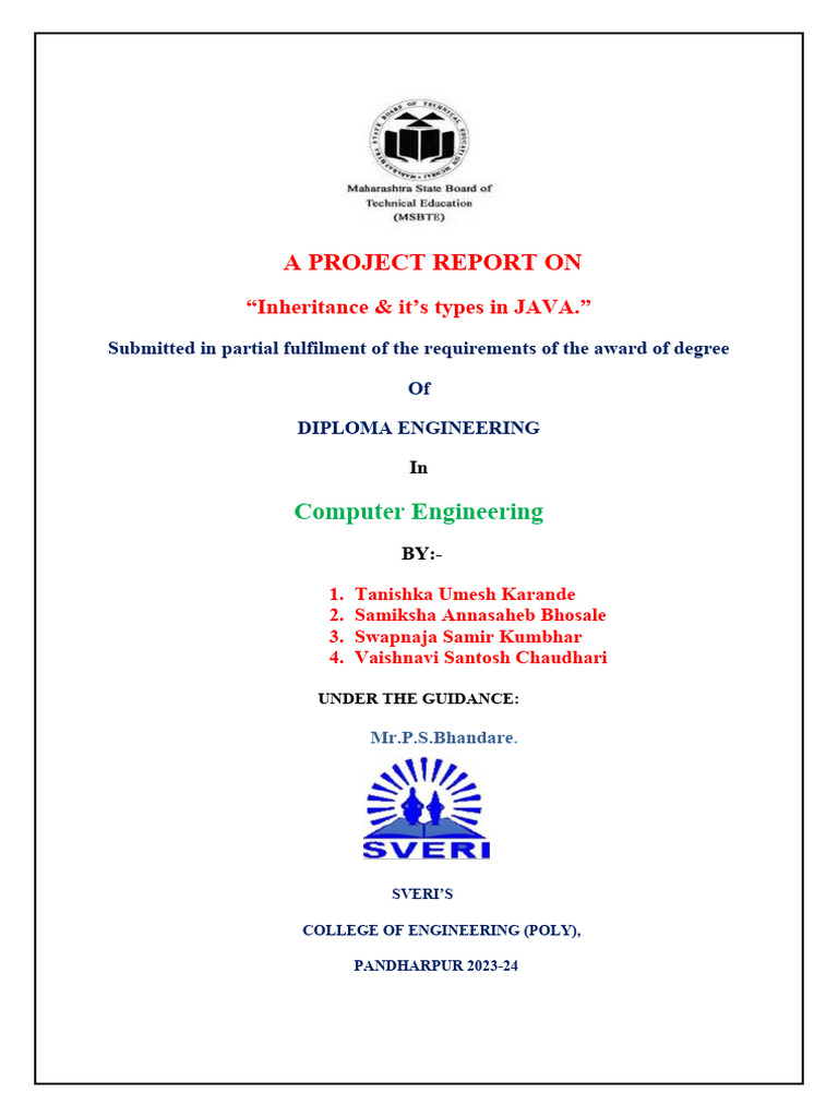 A Project Report On JPR Final | PDF | Inheritance (Object Oriented Programming) | Class ...