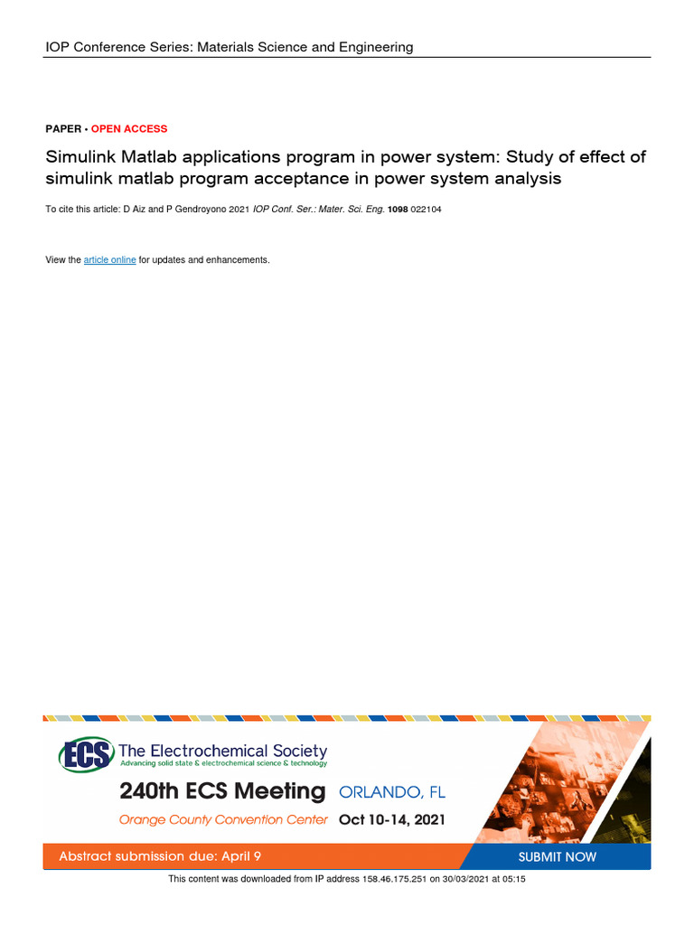 Simulink Matlab Applications Program in Power System: Study of Effect of Simulink Matlab Program ...