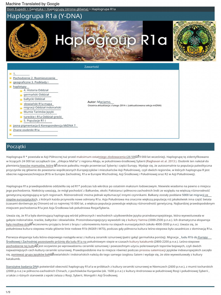 Origins and History of Haplogroup R1a Y | PDF