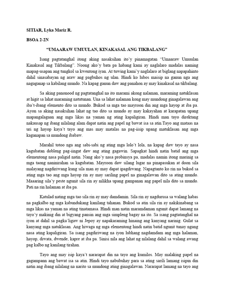 Umaaraw Umuulan, Kinakasal Ang Tikbalang | PDF