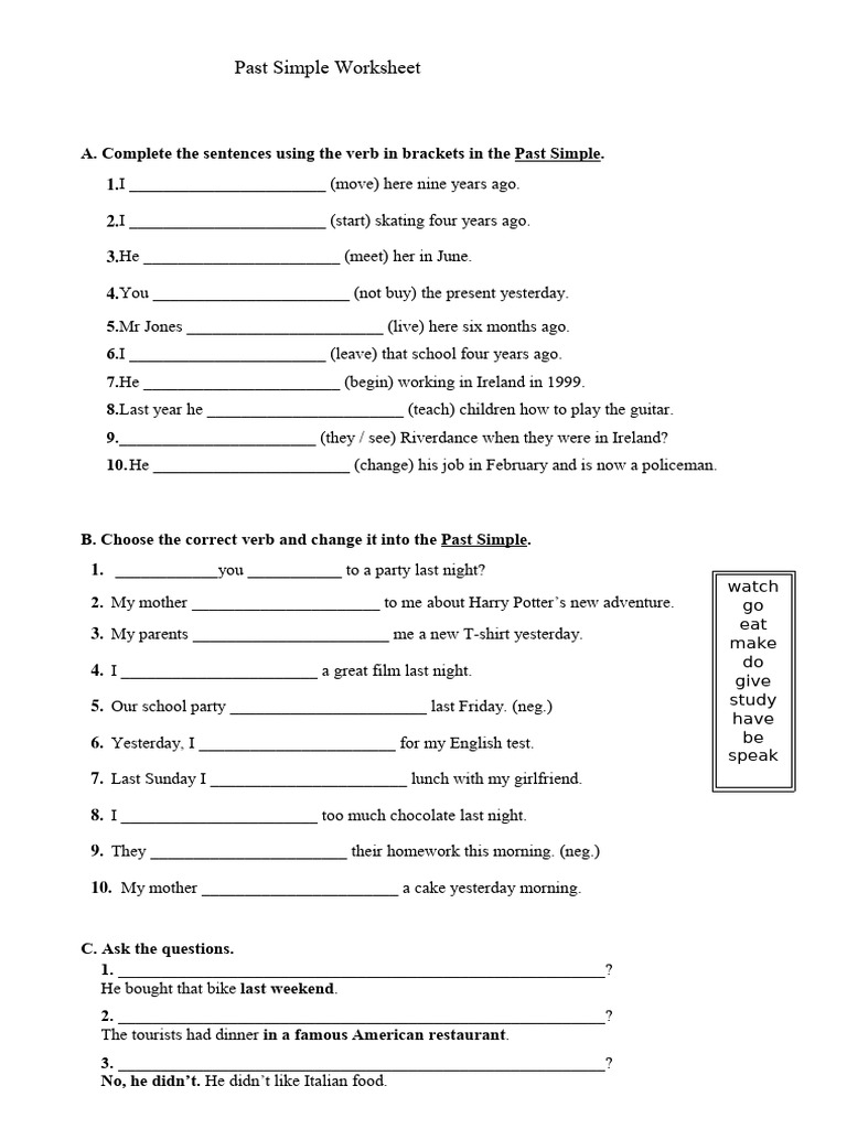 Past Simple Practice for Students | PDF