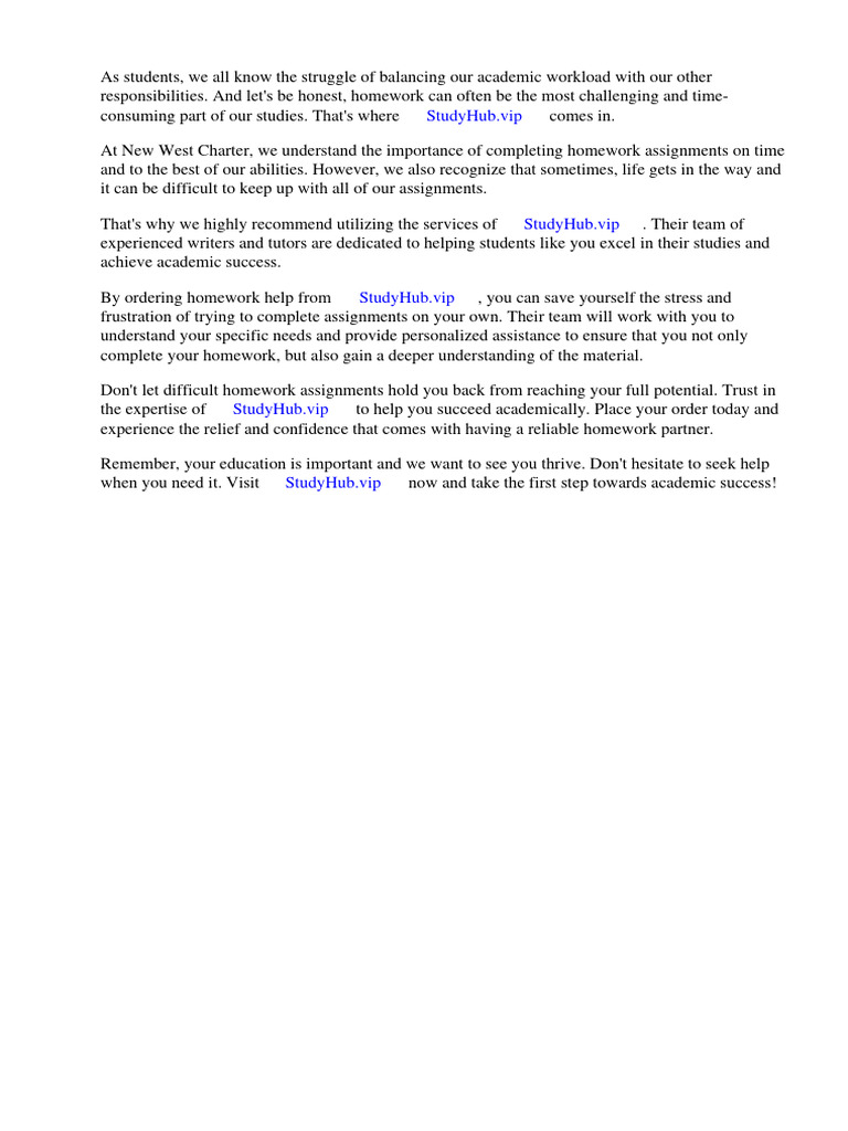 New West Charter Homework | PDF | Teachers | Adolescence