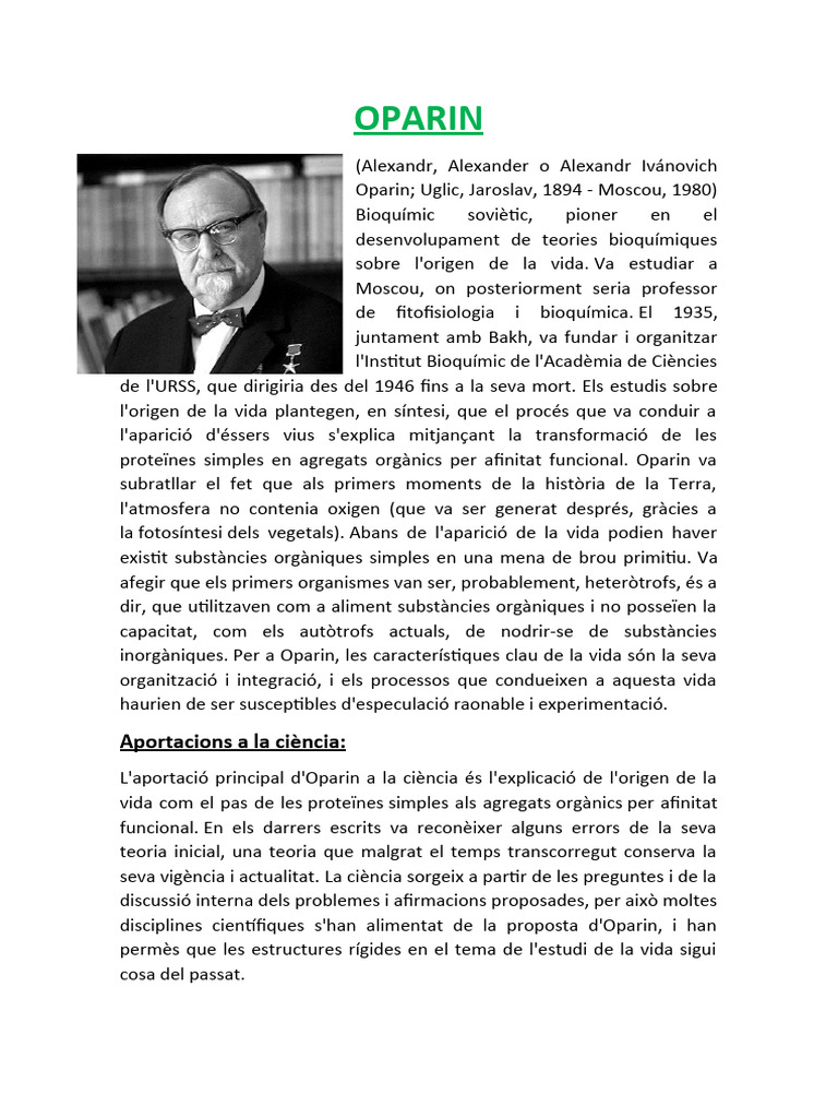 OPARIN | PDF