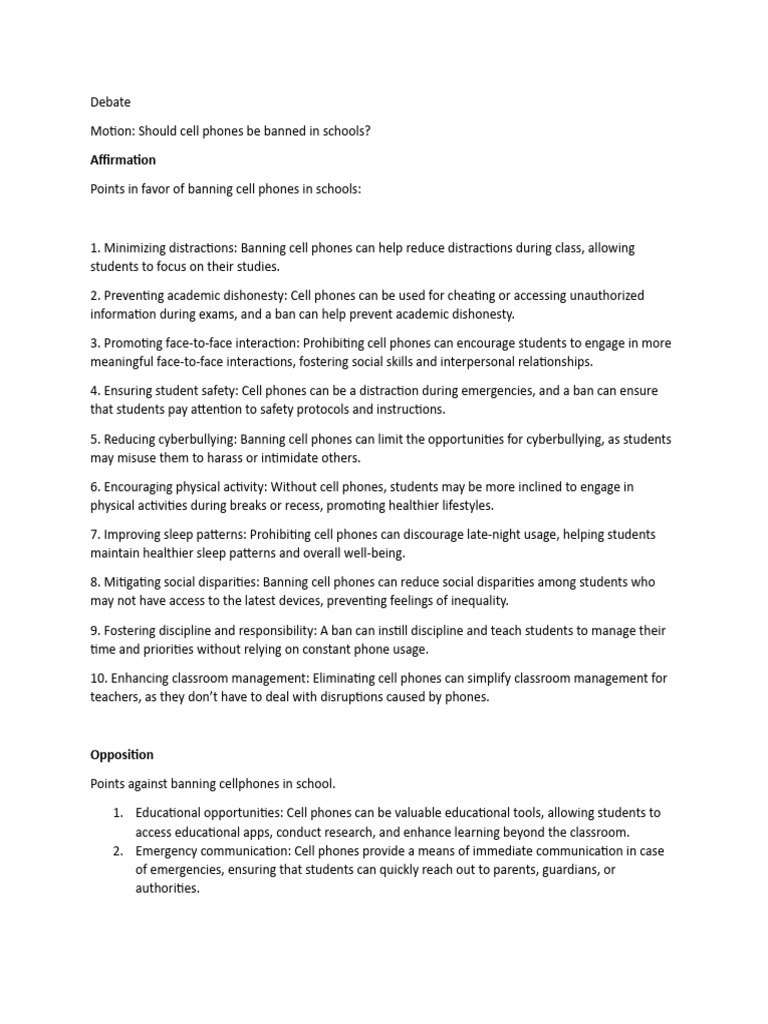 Debate Points | PDF | Educational Technology | Creativity
