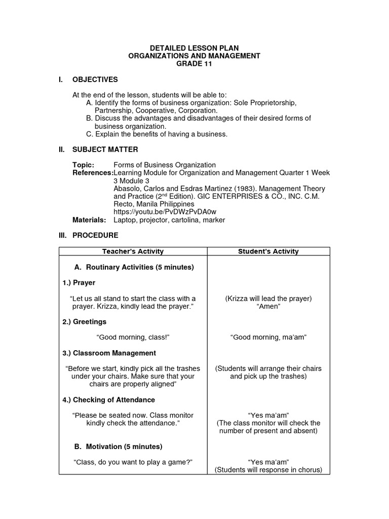 Lesson Plan | Download Free PDF | Lesson Plan | Business