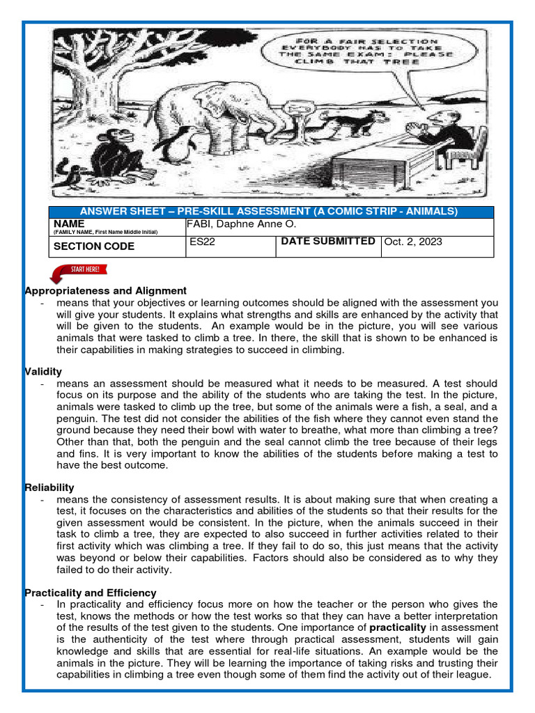 Animal Skills Assessment Insights | PDF | Educational Assessment ...