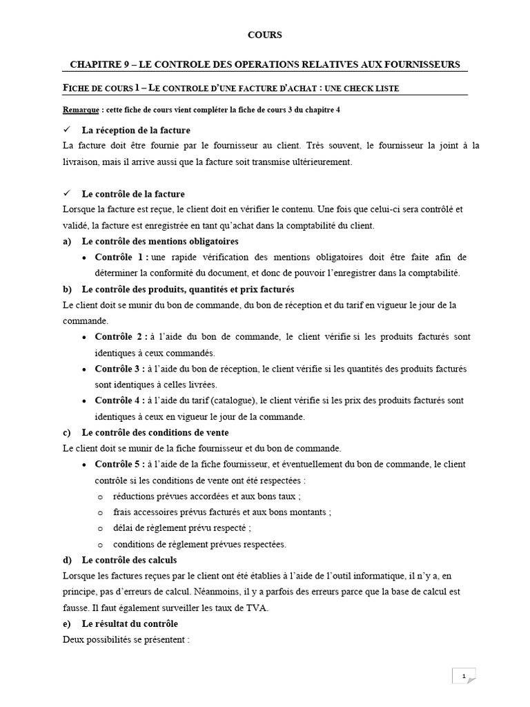Contrôle des Factures Fournisseurs | PDF | Facture | Économie financière