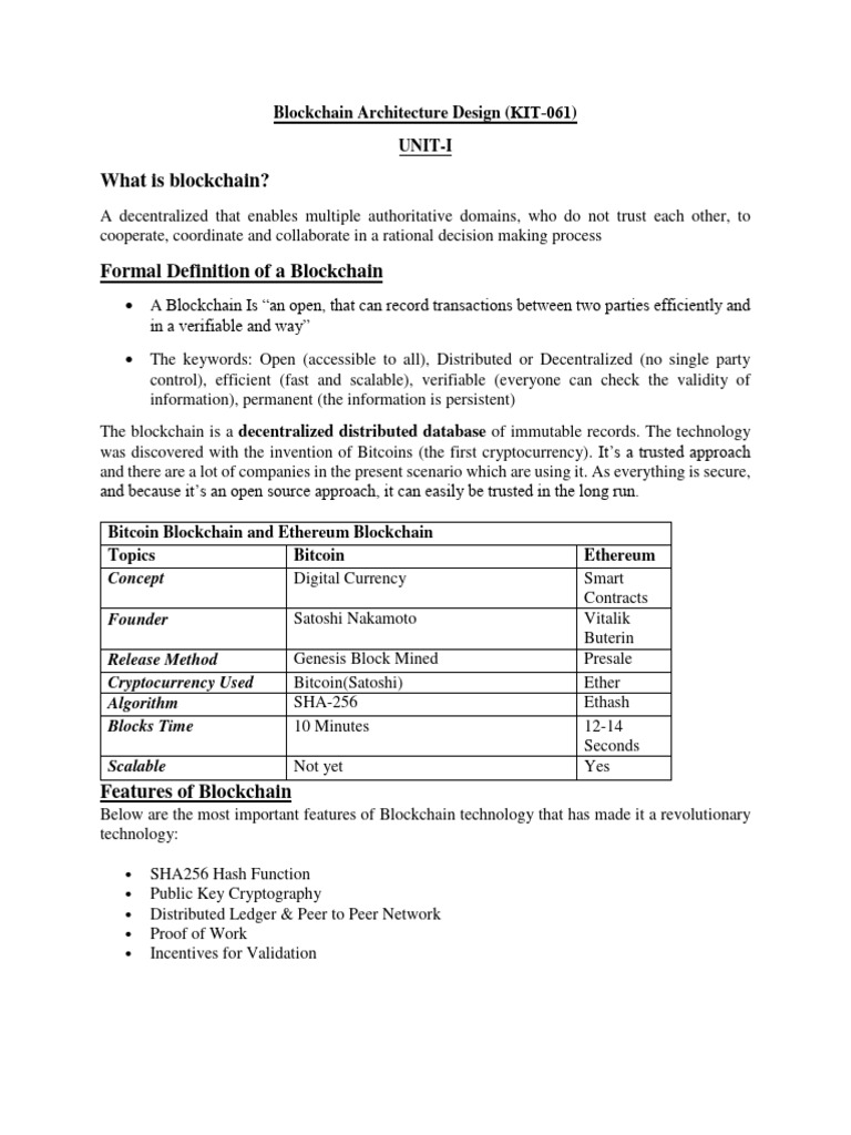 Blockchain Unit 1 | PDF | Public Key Cryptography | Key (Cryptography)