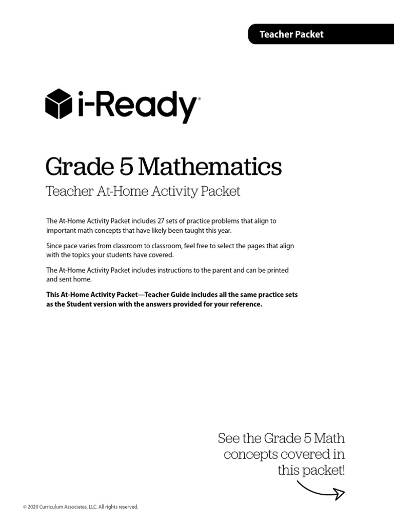 Iready at Home Activity Packets Teacher Math Grade 5 2020 | PDF ...