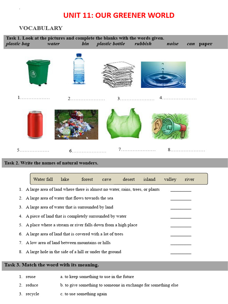 Vocabulary and Grammar for Environmental Awareness | PDF | Reuse ...