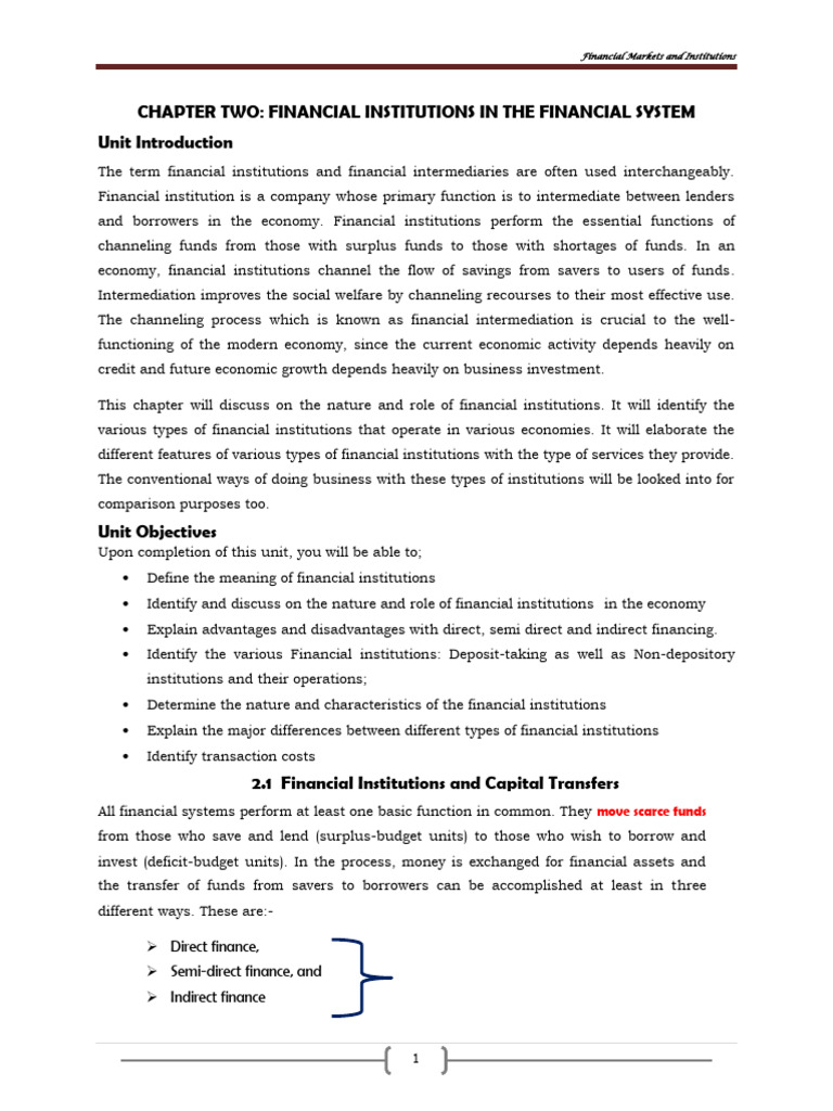 Role of Financial Institutions in Intermediation | PDF | Insurance | Banks