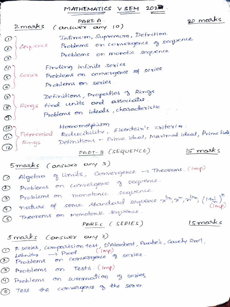Important Questions | PDF | Ring (Mathematics) | Mathematical Concepts