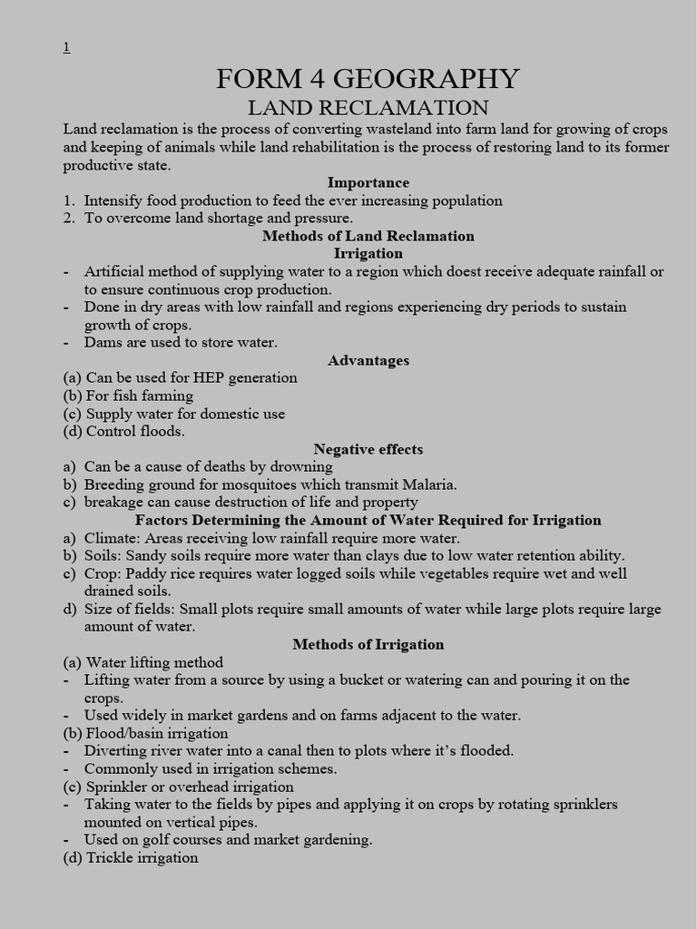 Form 4 Geography | PDF | Irrigation | Soil