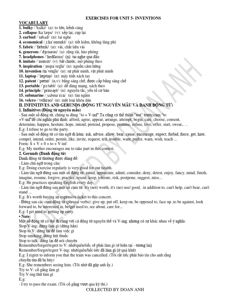10 Exercises For Unit 5.Std | PDF