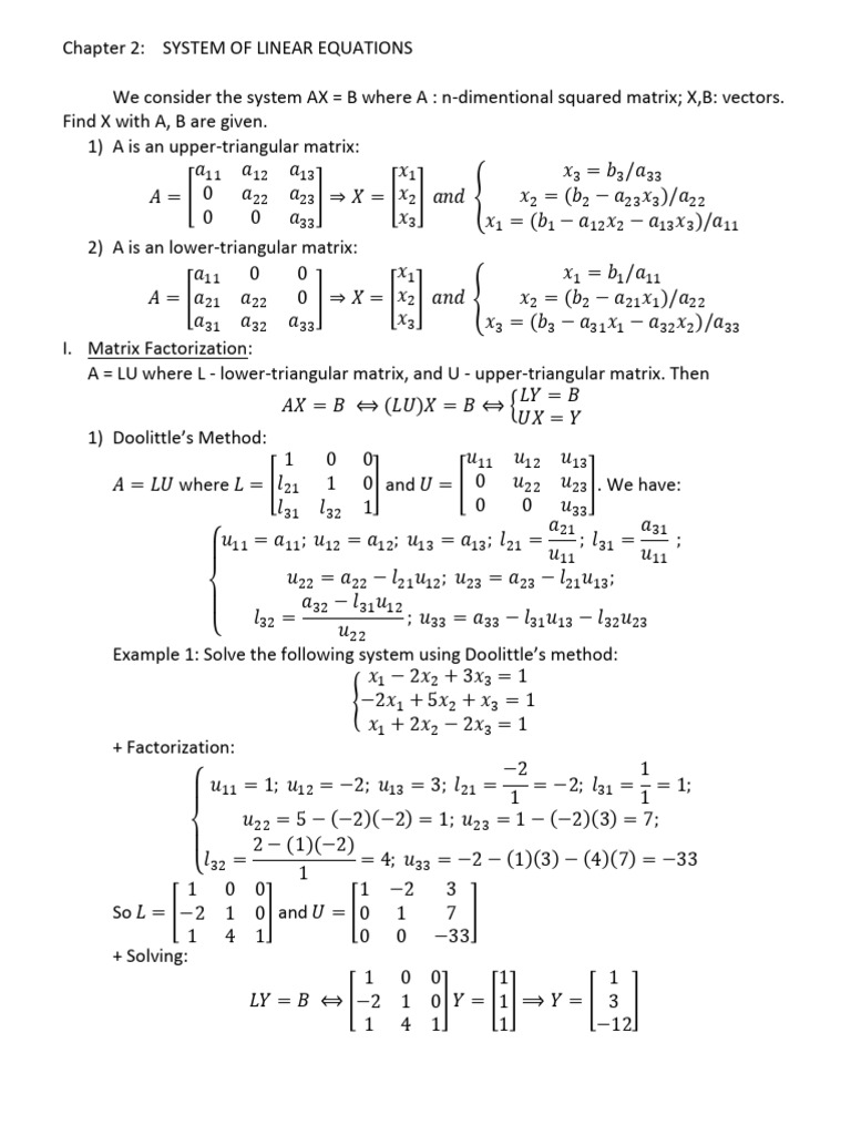Doolittle's Method for Matrix Factorization | PDF | Matrix (Mathematics) | Applied Mathematics