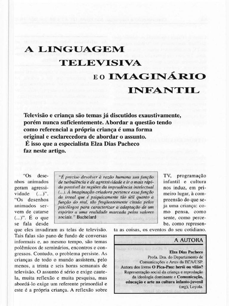 A Linguagem Televisiva e o Imaginário Infantil | PDF | Humano | Amor