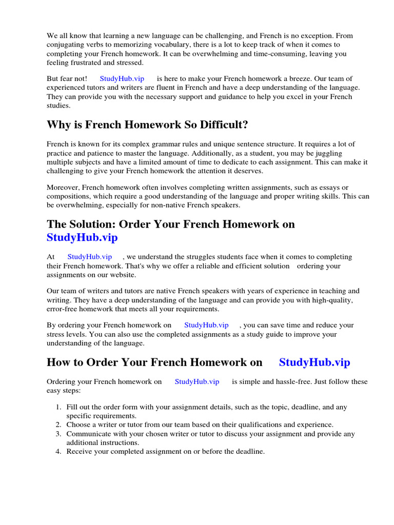 How To Do French Homework Fast | PDF | Homework | French Language