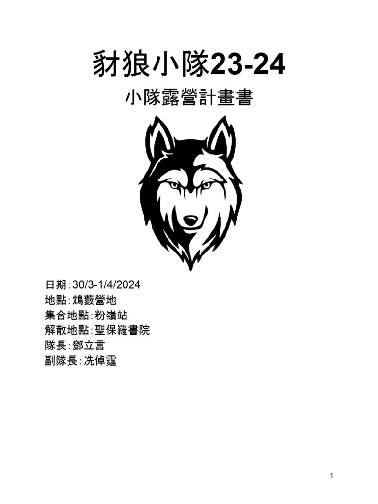 Wolf 23 Patrol Camp Plan | PDF