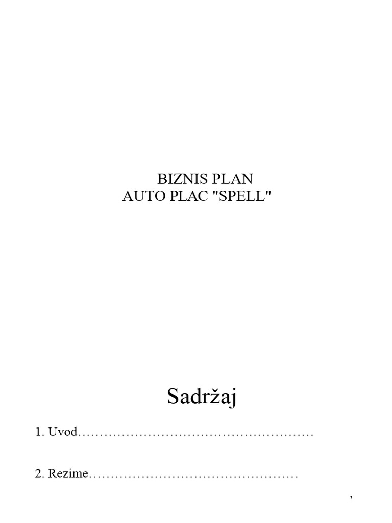 Biznis Plan Predrag Aleksić | PDF