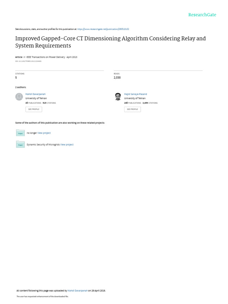 Improved Gapped-Core CT Dimensioning Algorithm Considering Relay and ...