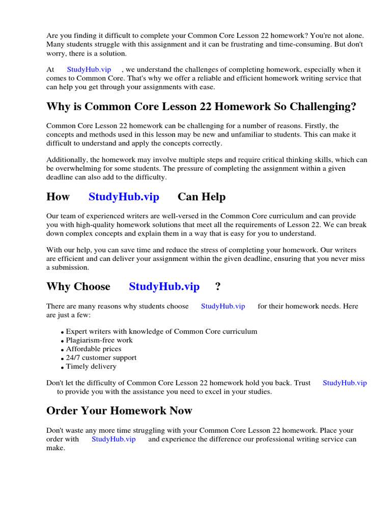 Common Core Lesson 22 Homework | PDF | Homework | Mathematics