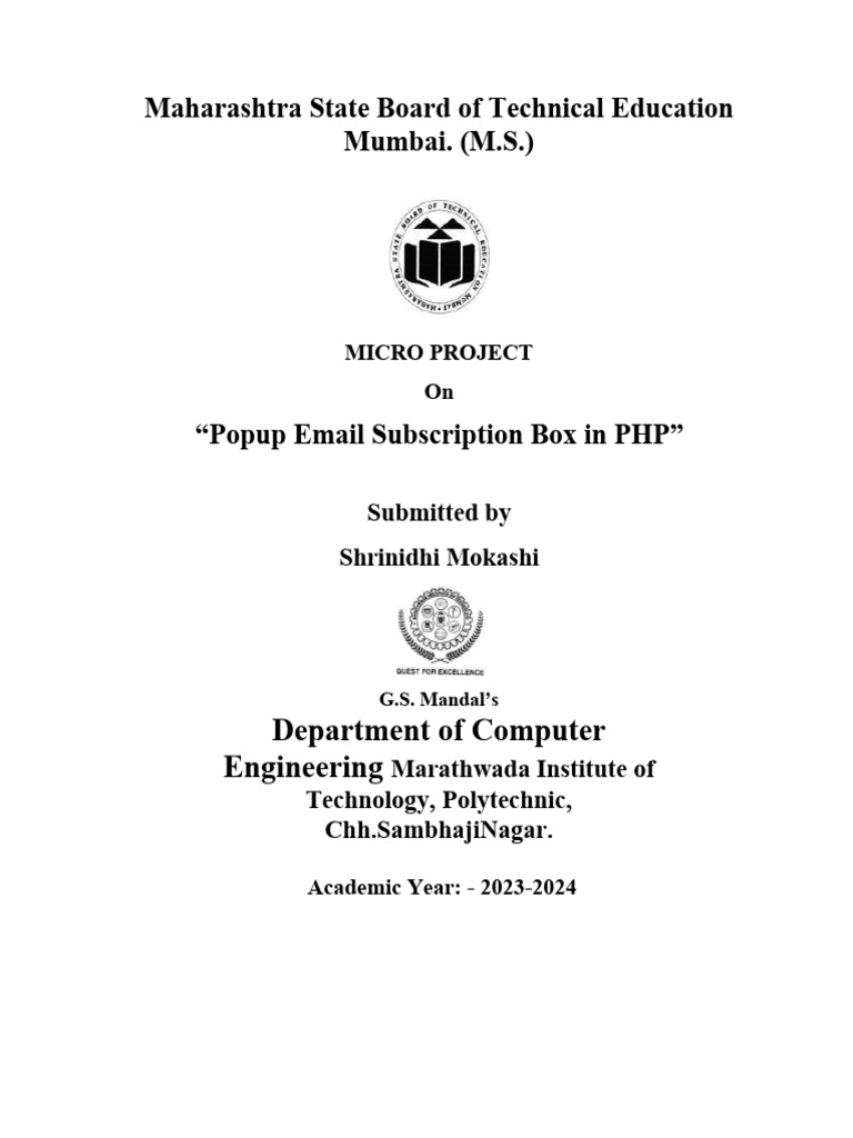 Maharashtra State Board of Technical Education Mumbai. (M.S.) | PDF ...