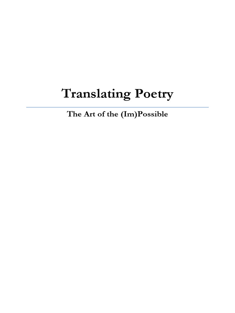 Translating Poetry The Art of The Im Pos | PDF | Translations | Poetry
