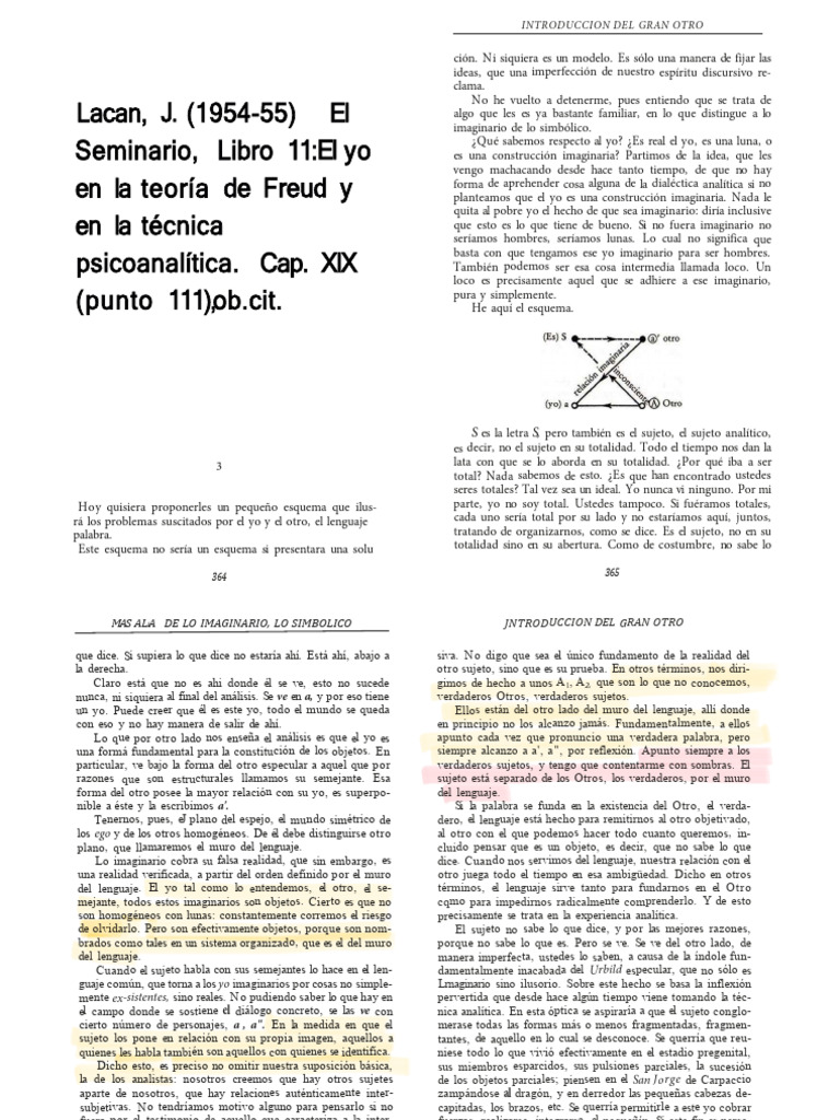 Lacan, J. Libro II - Cap. XIX (Punto III) | PDF | Jacques Lacan | Realidad