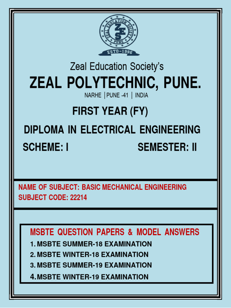 Fy Ee Sem II Bme 22214 QP Model Answers | PDF | Air Conditioning | Gas ...