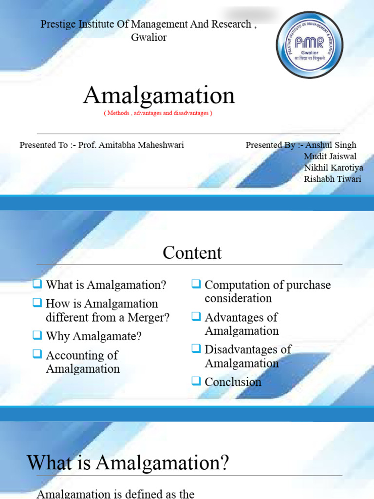 Amalgamation: Methods & Impacts Explained | PDF | Consolidation ...