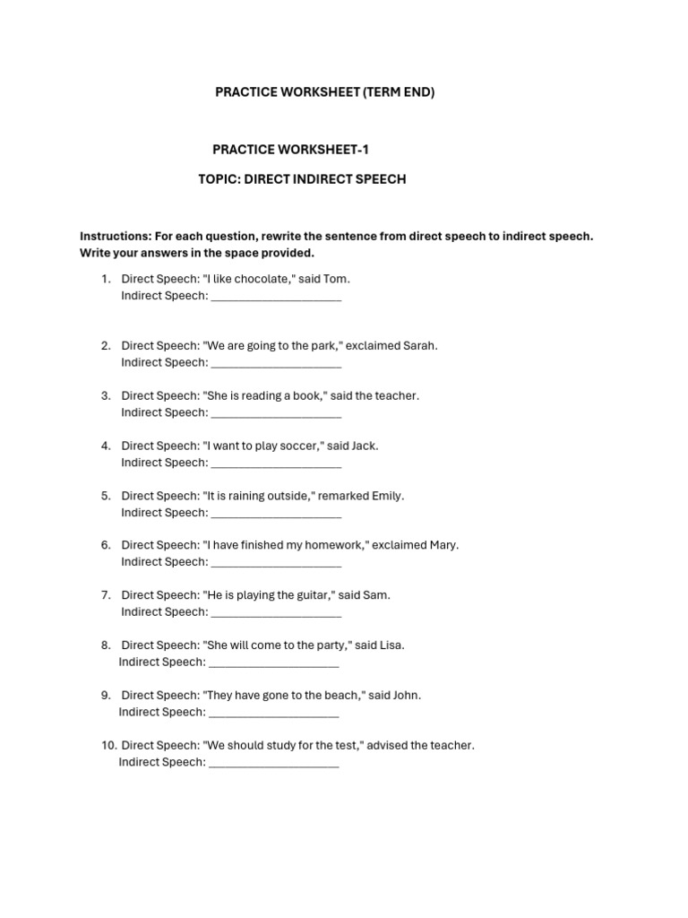 G6 Practice Worksheet - Term End | PDF | Clause | Question