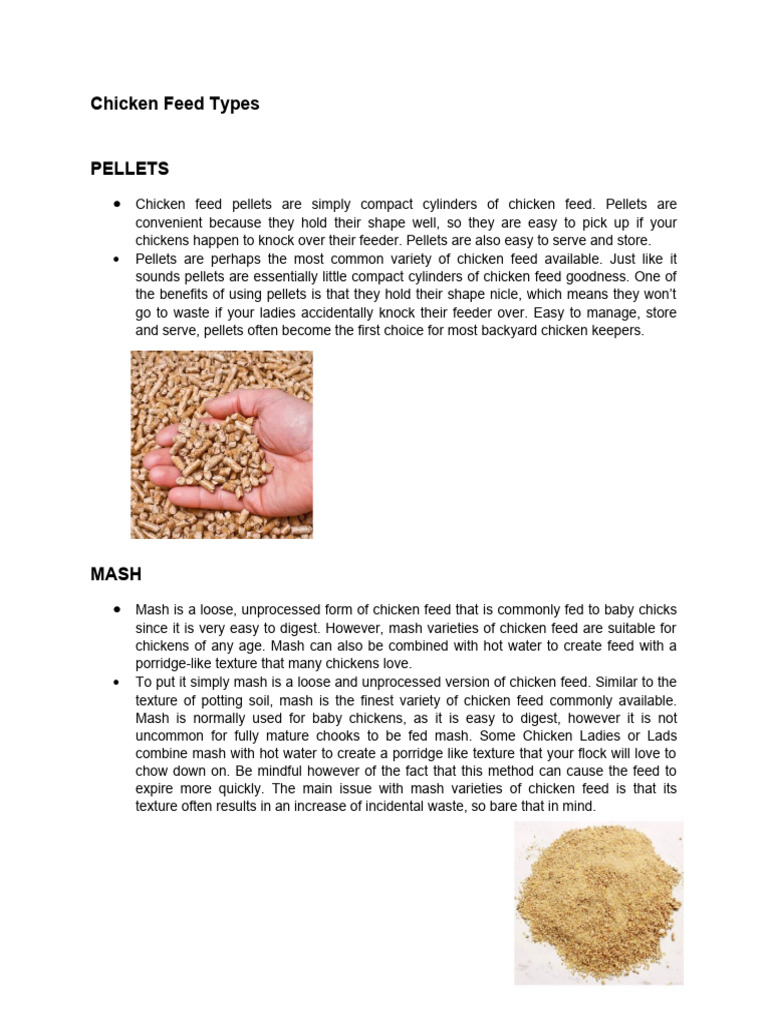 Chicken Feed Types | PDF | Chicken | Digestion