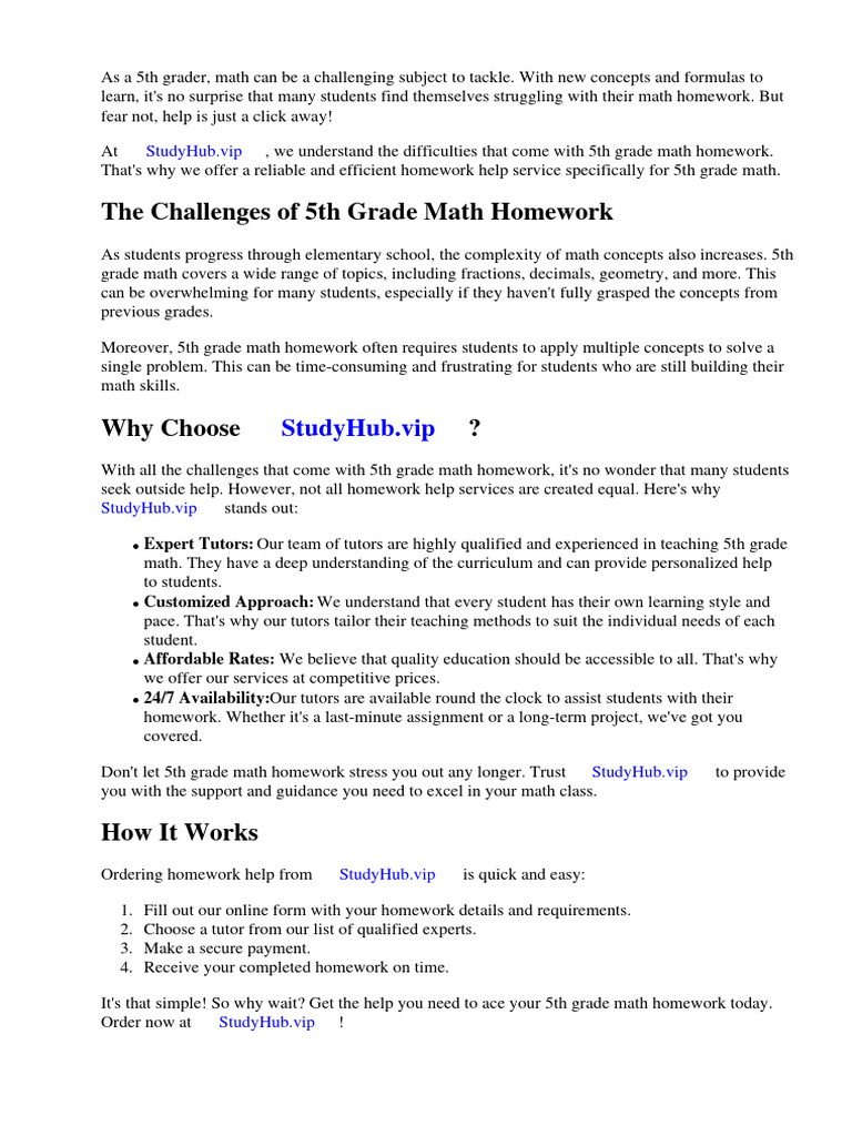 5th Grade Math Homework Help Online | PDF | Worksheet | Mathematics