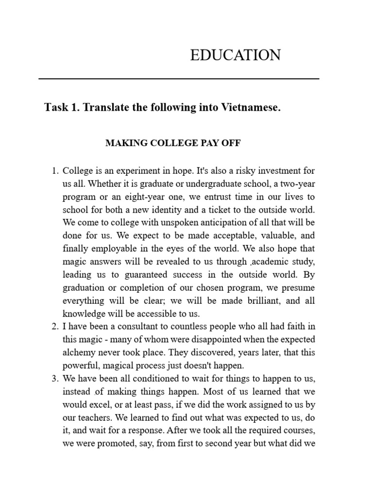 Education: Task 1. Translate The Following Into Vietnamese | PDF