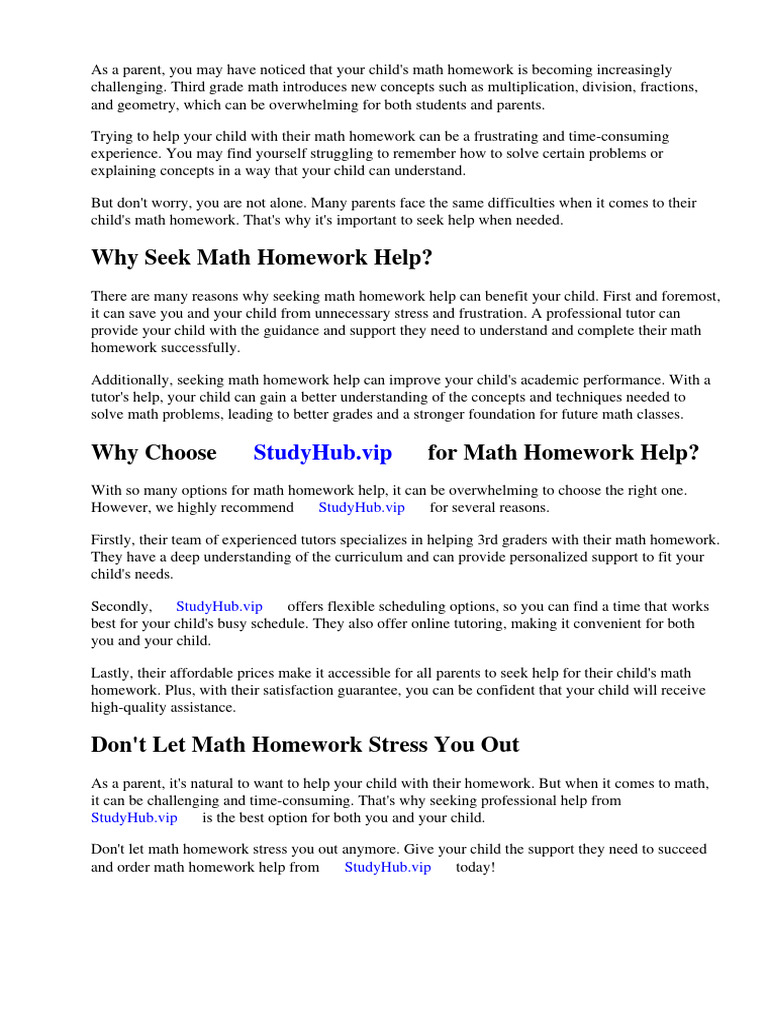 Math Homework Help For 3rd Graders | PDF | Worksheet | Mathematics