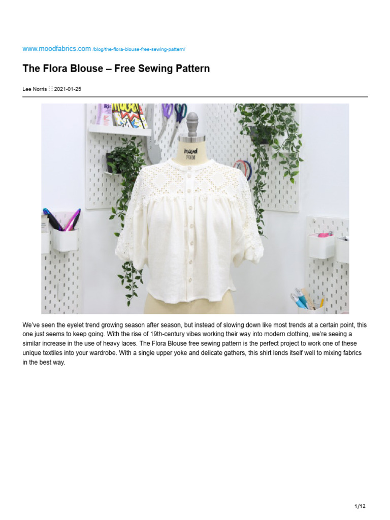 The Flora Blouse Free Sewing Pattern | PDF | Seam (Sewing) | Blouse