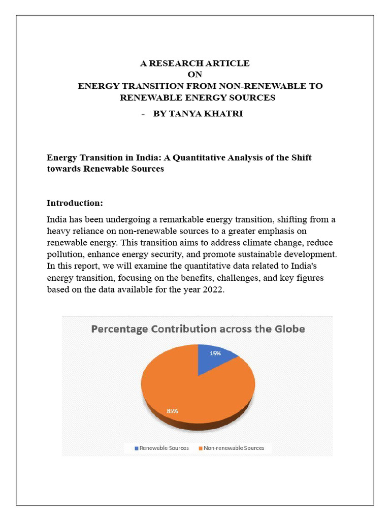A Research Article On Energy Transition From Non-Renewable To Renewable ...