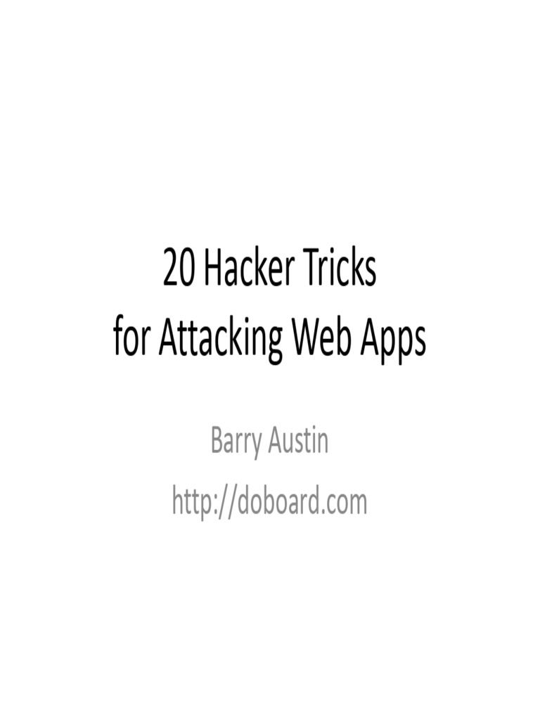 20 Hacker Tricks For Attacking Web Apps | PDF | Transport Layer Security | Http Cookie