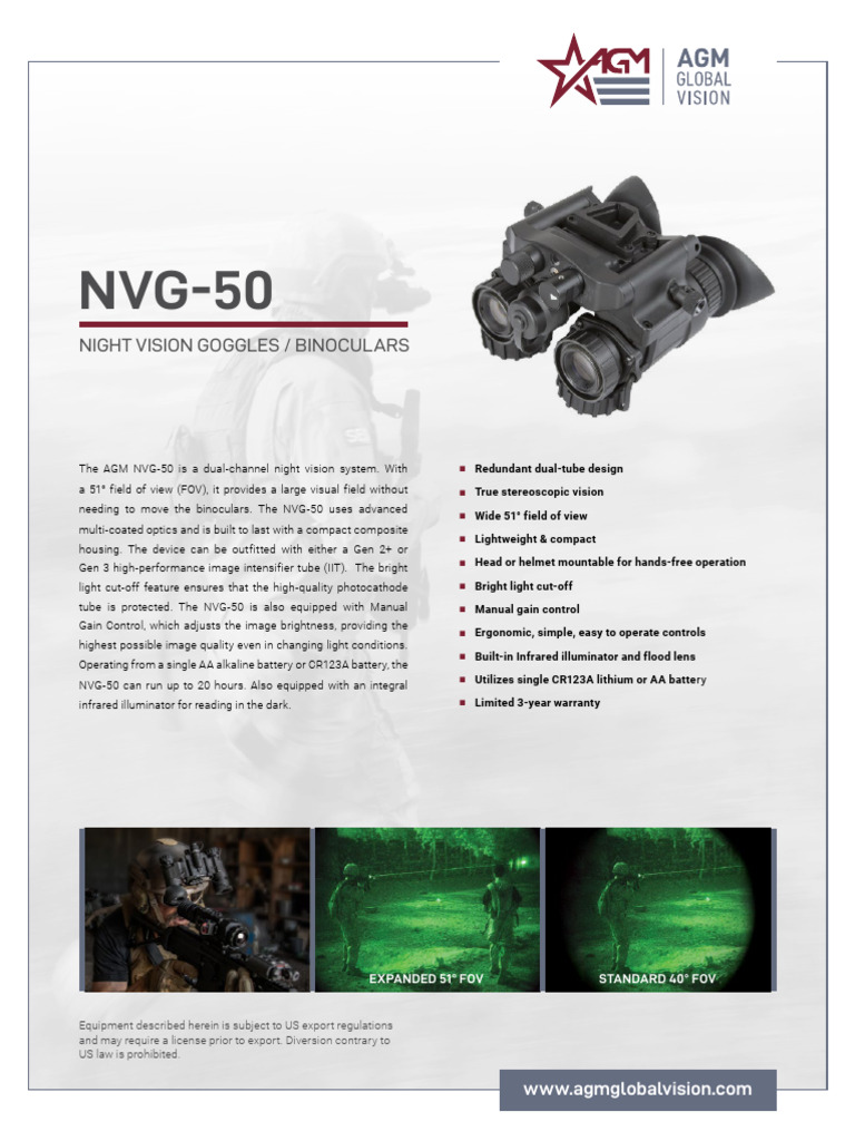 AGM NVG-50 Datasheet | PDF | Field Of View | Optics