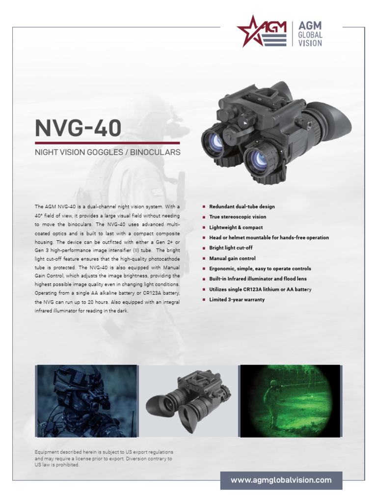 AGM NVG-40 Dual-Channel Night Vision | PDF | Equipment ...